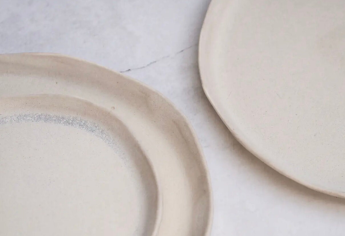 Beige Matte Porcelain Dinner Set Sahara Handmade - Etsy