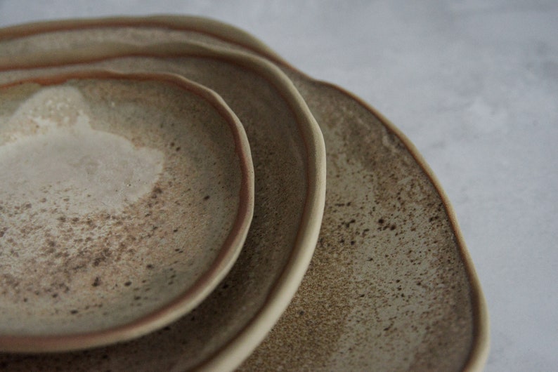 SET OF 3 PLATES Cream Beige Dinner / Serving Platter / Cake - Etsy