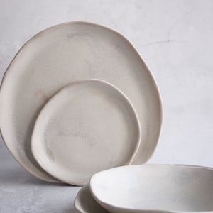Beige Matte Porcelain Dinner Set Sahara Handmade - Etsy