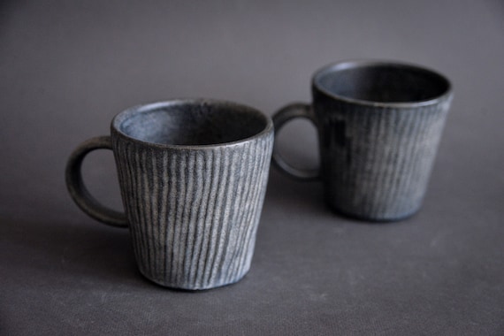Grey Open Carved Mug With Handle Tea or Coffee Cup Nordic | Etsy