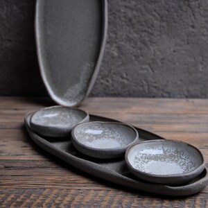 Tapas SET - Glossy Organic Natural Shape Elongated Stoneware Plates ...