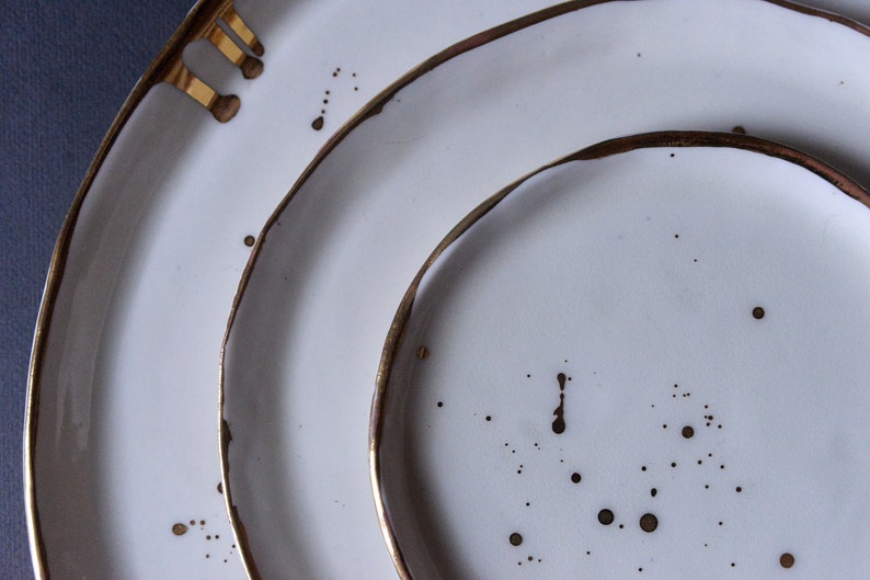 GOLD Splash Plate Handmade Handcrafted Porcelain Natural - Etsy