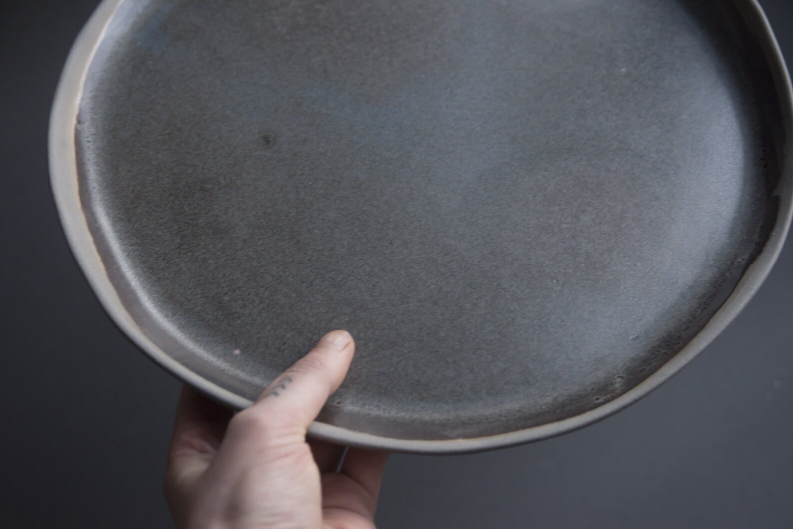 GREY on GREY Dinner Plate/serving Platter/cake Plate Handmade - Etsy