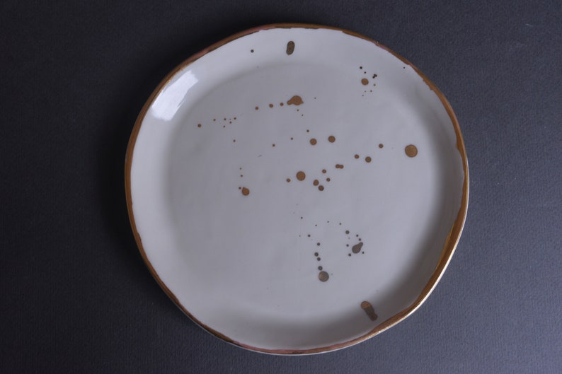GOLD Splash Plate Handmade Handcrafted Porcelain Natural | Etsy