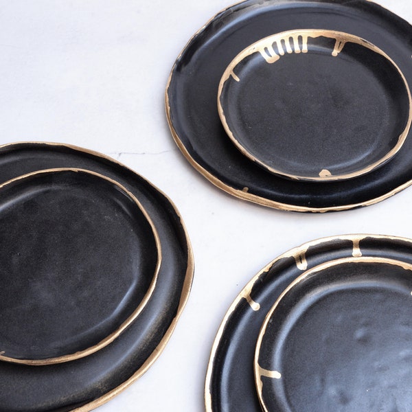 Stoneware Black Dinner Plate - Etsy