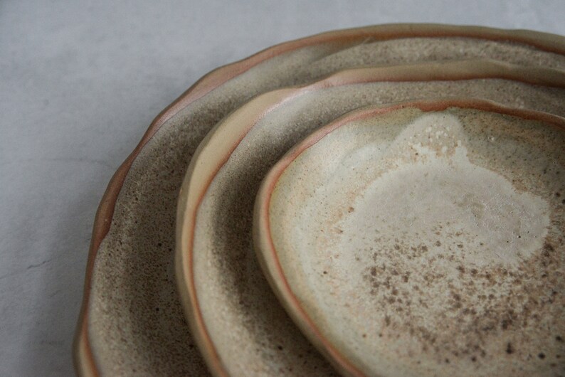 SET OF 3 PLATES Cream Beige Dinner / Serving Platter / Cake - Etsy