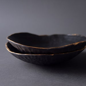 TEXTURED handmade bowl gold edge handcrafted stoneware | Etsy