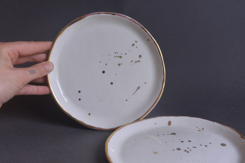 GOLD Splash Plate Handmade Handcrafted Porcelain Natural - Etsy