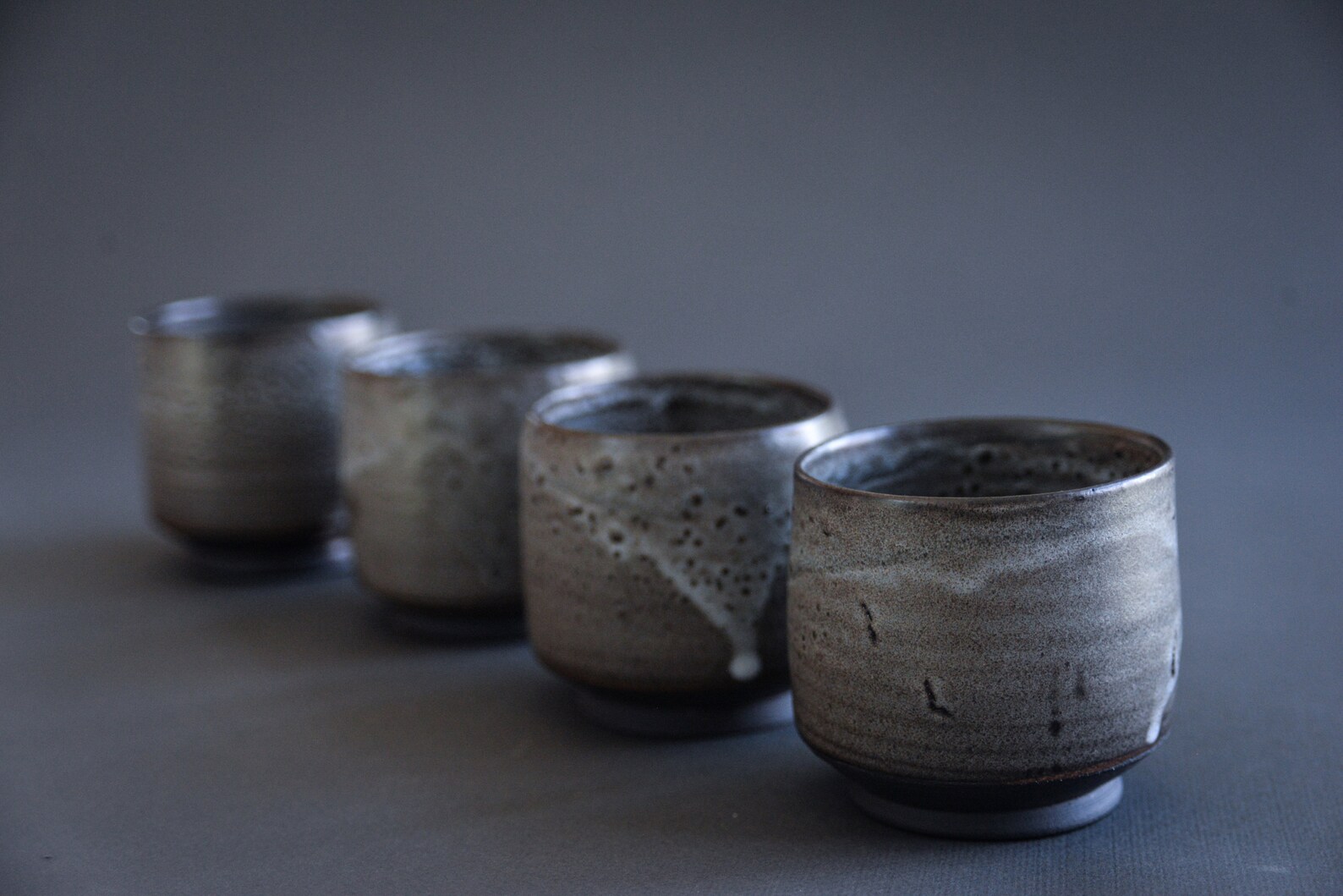 SET OF 4 grey tea or coffee espresso cup grey matte edge | Etsy