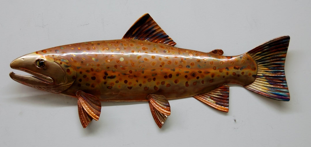 24'' Copper Brook Trout, Hand-formed With Tools Then Painted With Flame ...