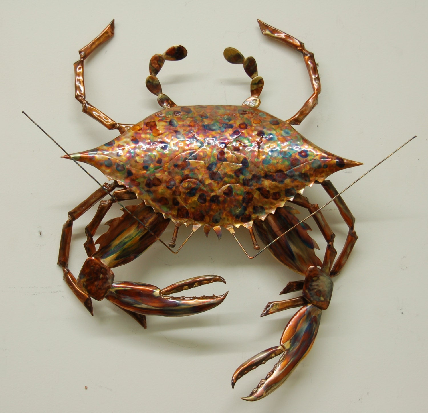 15'' Copper Crab, Hand-formed With Tools Then Painted With Flame to ...