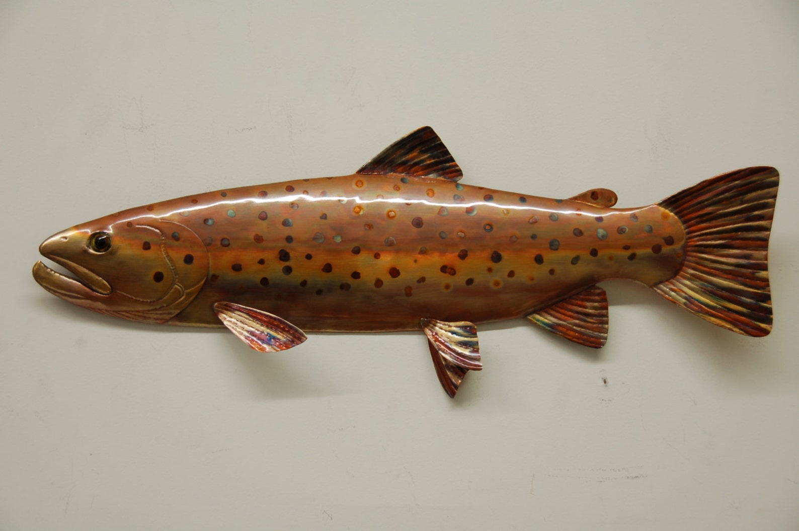 24'' Copper Brown Trout , Hand-formed With Tools Then Painted With ...