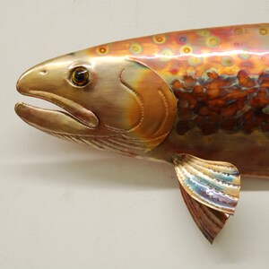24'' Copper Rainbow Trout , Hand-formed With Tools Then Painted With ...