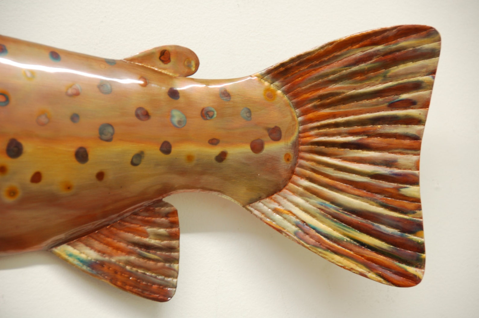 24'' Copper Brown Trout , Hand-formed With Tools Then Painted With ...