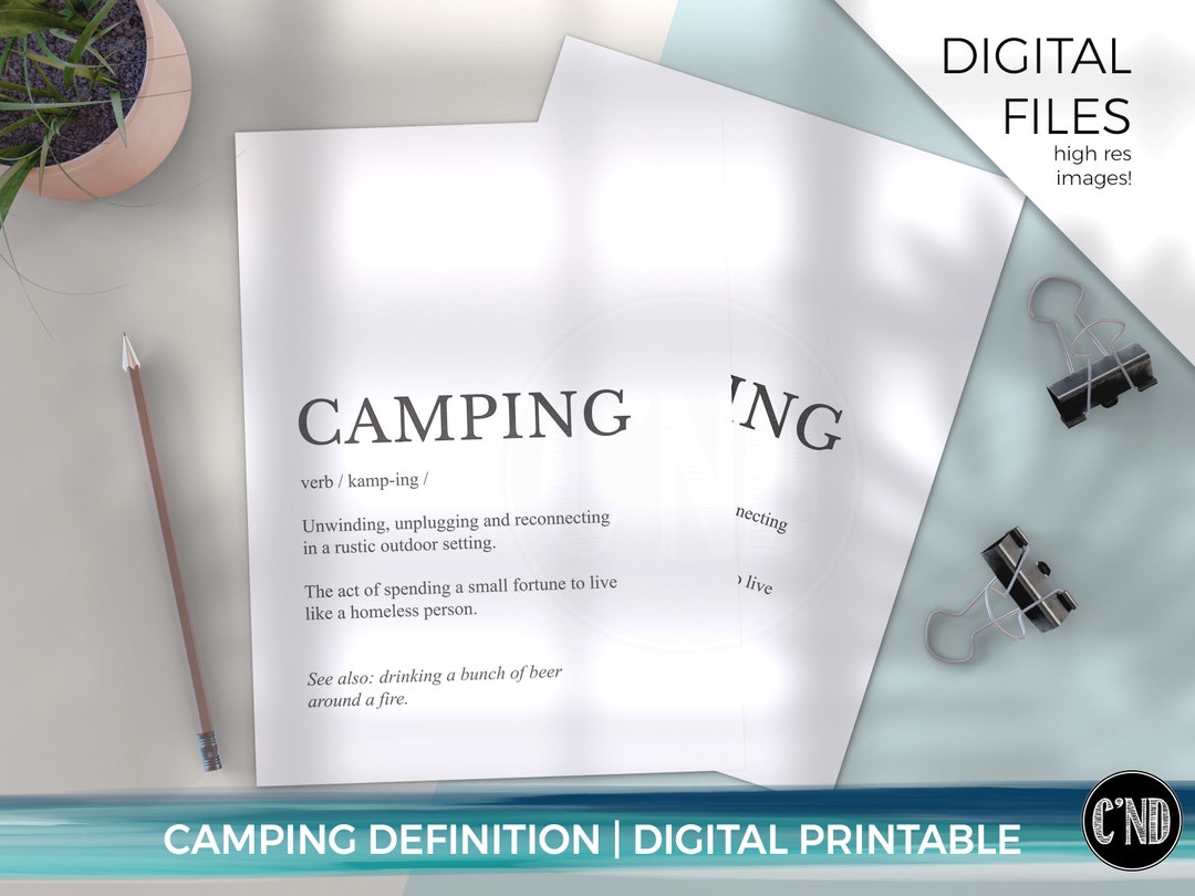 Camping Definition Printable | Funny Camping Definition Home Decor ...
