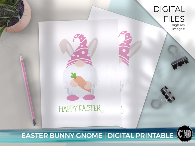 Easter Gnome Bunny Ears Printable | 8x10, 5x7 Sizes (digital Download ...