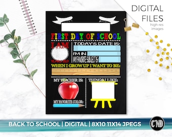 First Day of School Reusable Chalkboard Printable Sign Back to School ...