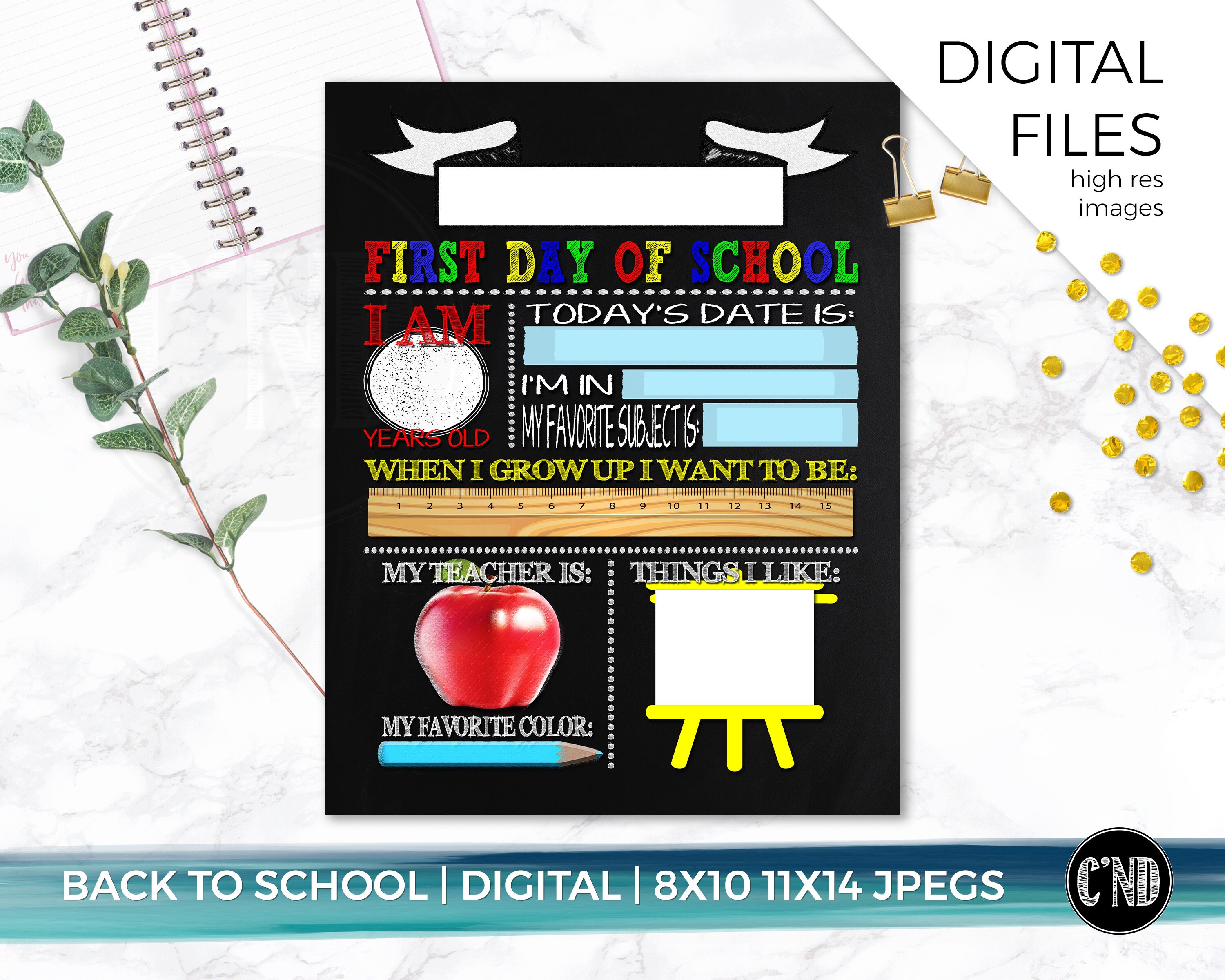 11x14 First Day of School Sign Back to School Printable Reusable Poster ...