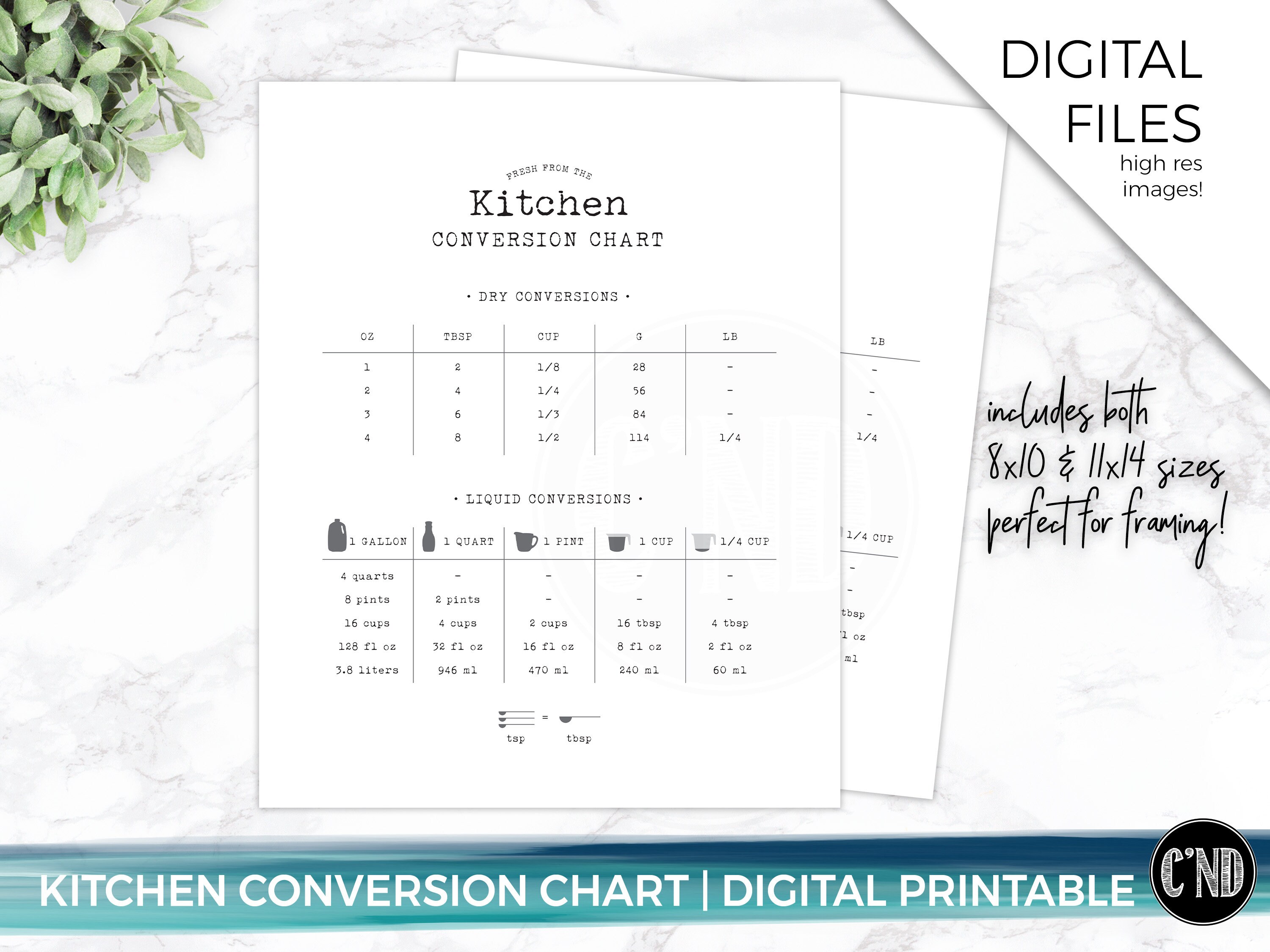 Kitchen Conversion Chart Printable | Kitchen Converter Chart | Kitchen ...