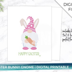 Easter Gnome Bunny Ears Printable | 8x10, 5x7 Sizes (digital Download ...