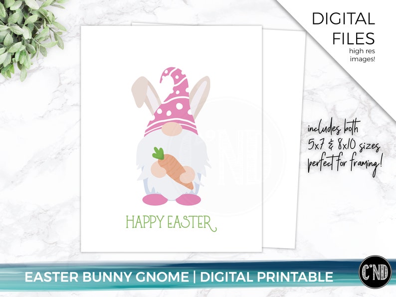 Easter Bunny Gnome | Easter Gnome Bunny Ears | Easter Gnome Printable ...