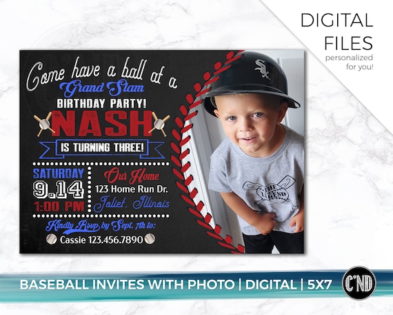 Baseball Invitation Baseball Invite with Photo Baseball | Etsy