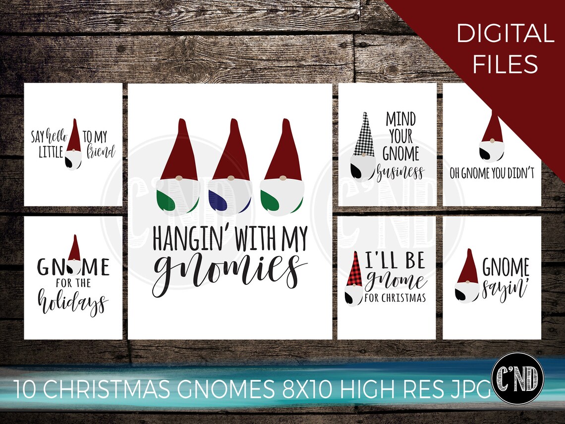 Funny Gnome Sayings Print | Holiday Scandinavian Decor (digital ...