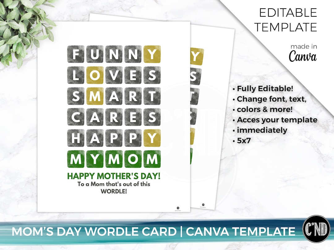 Mother's Day Wordle Card Template | Out of This Wordle | Card for Her ...