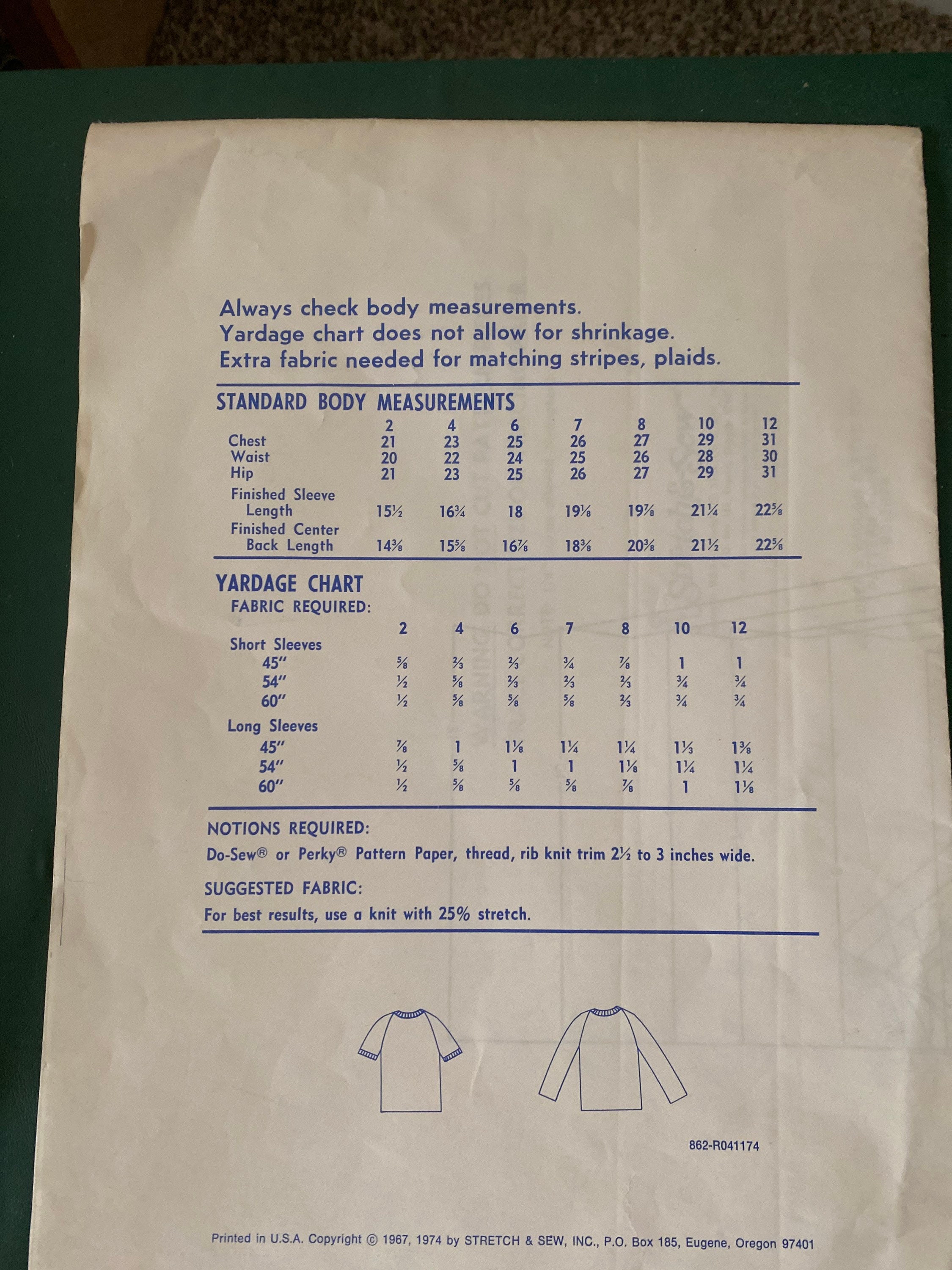 Uncut Children's Sewing Pattern Vintage 10 8 12 Stretch and Sew 2 Top ...