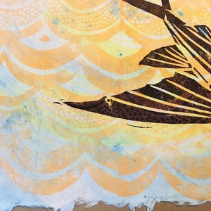 MALOLO 18x12 Flying Fish Linoleum Block/mono Hawaiian Art Print by ...