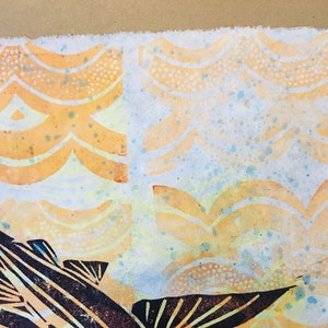 MALOLO 18x12 Flying Fish Linoleum Block/mono Hawaiian Art Print by ...