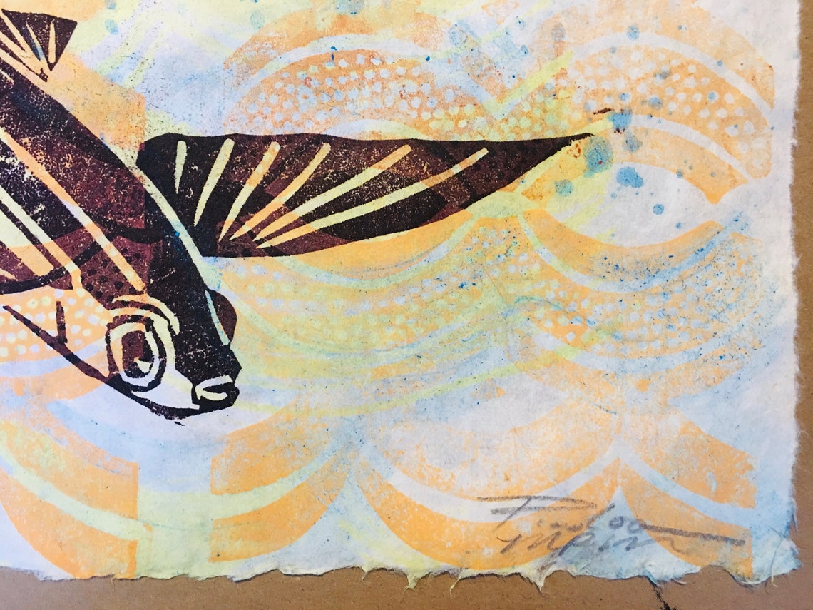 MALOLO 18x12 Flying Fish Linoleum Block/mono Hawaiian - Etsy