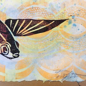 MALOLO 18x12 Flying Fish Linoleum Block/mono Hawaiian Art Print by ...