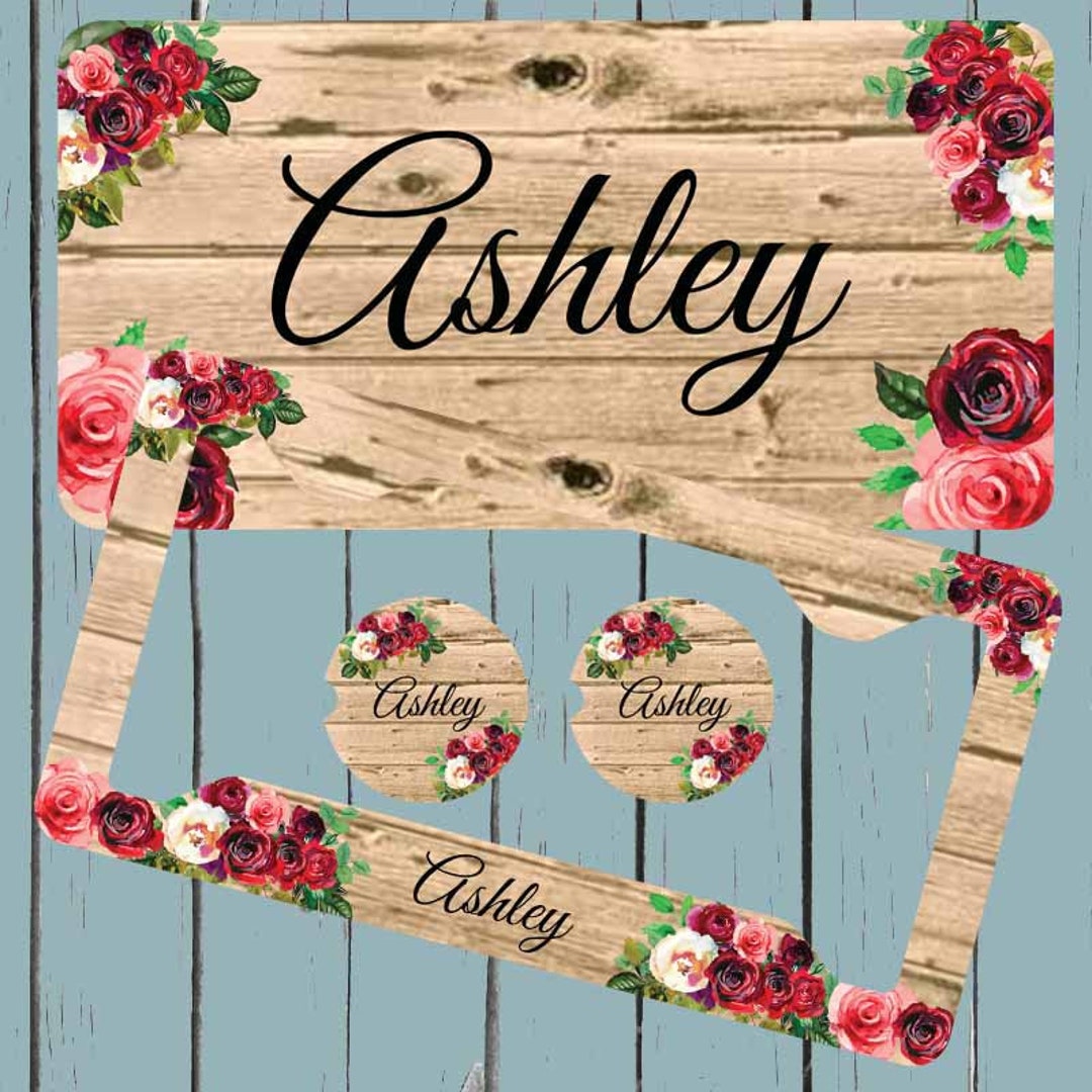 Floral Wood License Plate-monogram Car Tag, Front License Plate ...