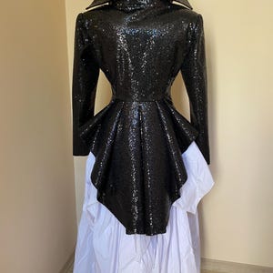 Black Sequin Tailcoat, Sequined Tuxedo Tails Women, Steampunk Jacket ...