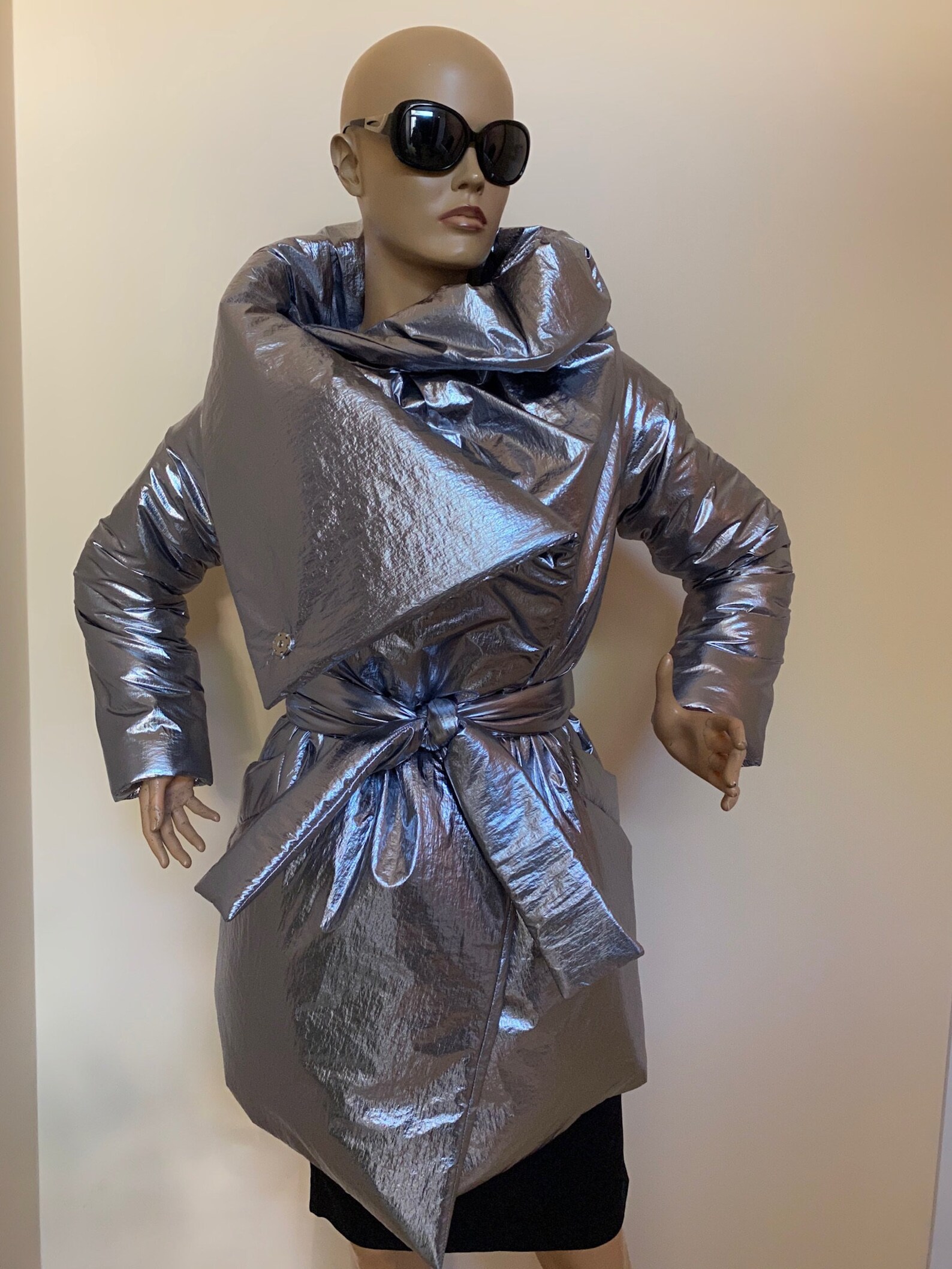 Metallic Silver Winter Down Coat Wrapped Puffer Coat Loose - Etsy