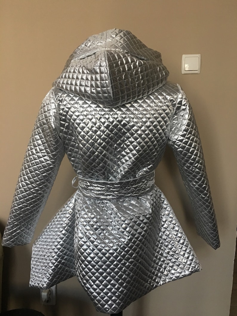 Silver Glossy Jacket Silver Shiny Jacket Women's Quilted | Etsy