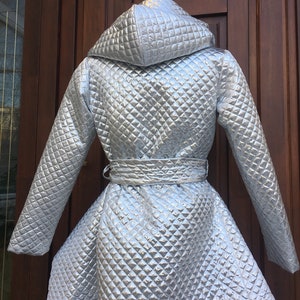Silver Glossy Jacket, Silver Shiny Jacket, Women's Quilted Metallic ...