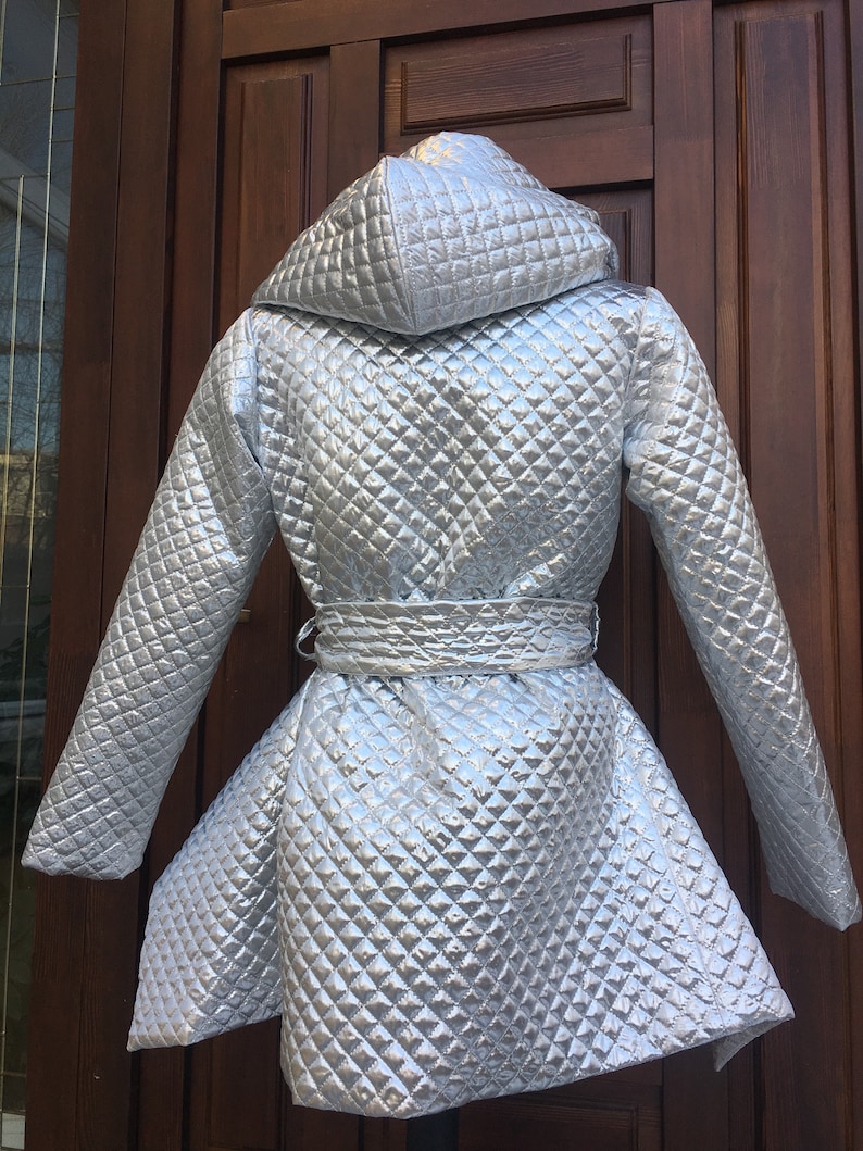 Silver Glossy Jacket Silver Shiny Jacket Women's Quilted | Etsy