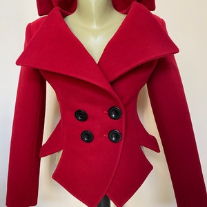 Women Red Blazer,slim Fit Jacket,tailored Red Blazer,asymmetrical Red ...