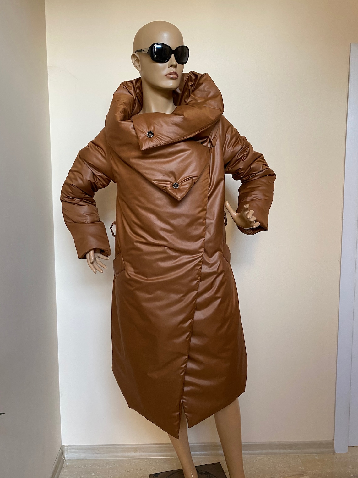 Copper Brown Winter Down Coat Wrapped Puffer Coat Loose | Etsy