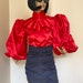Red Satin Formal Blouse With Victorian Collar and Puffy - Etsy