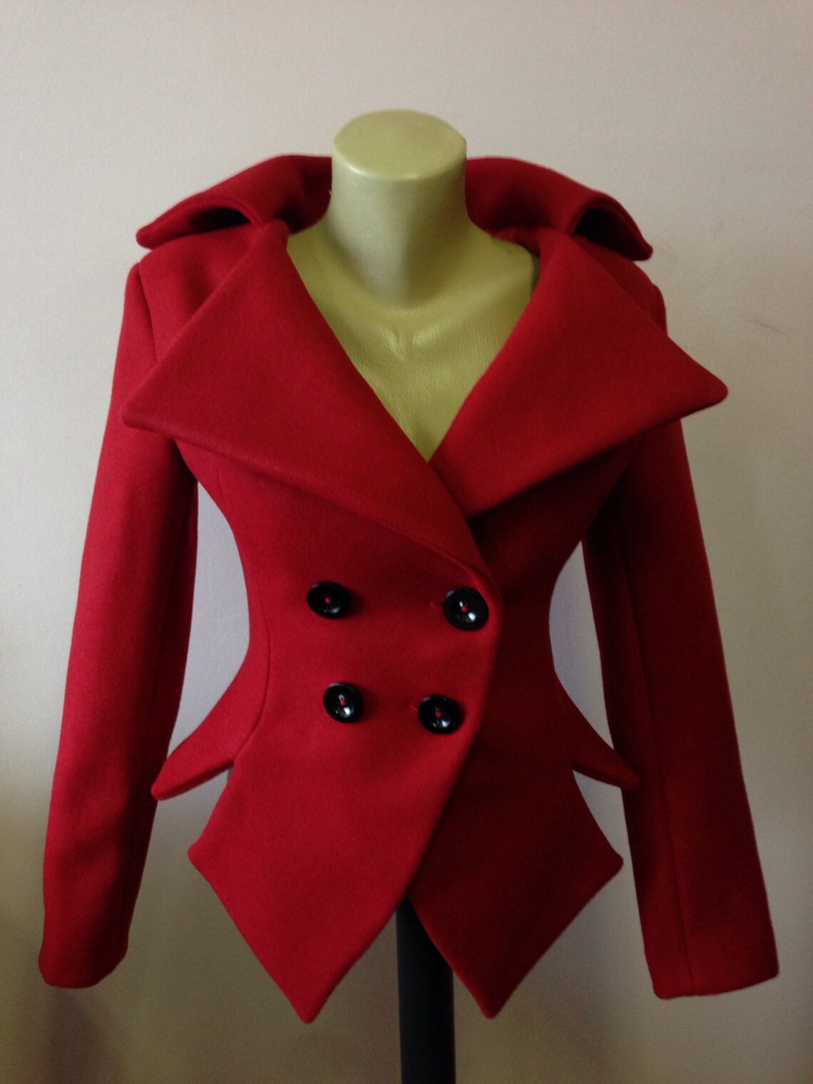 Red Jacket/red Wool Coat/red Blazer/slim Fit Asymmetrical - Etsy