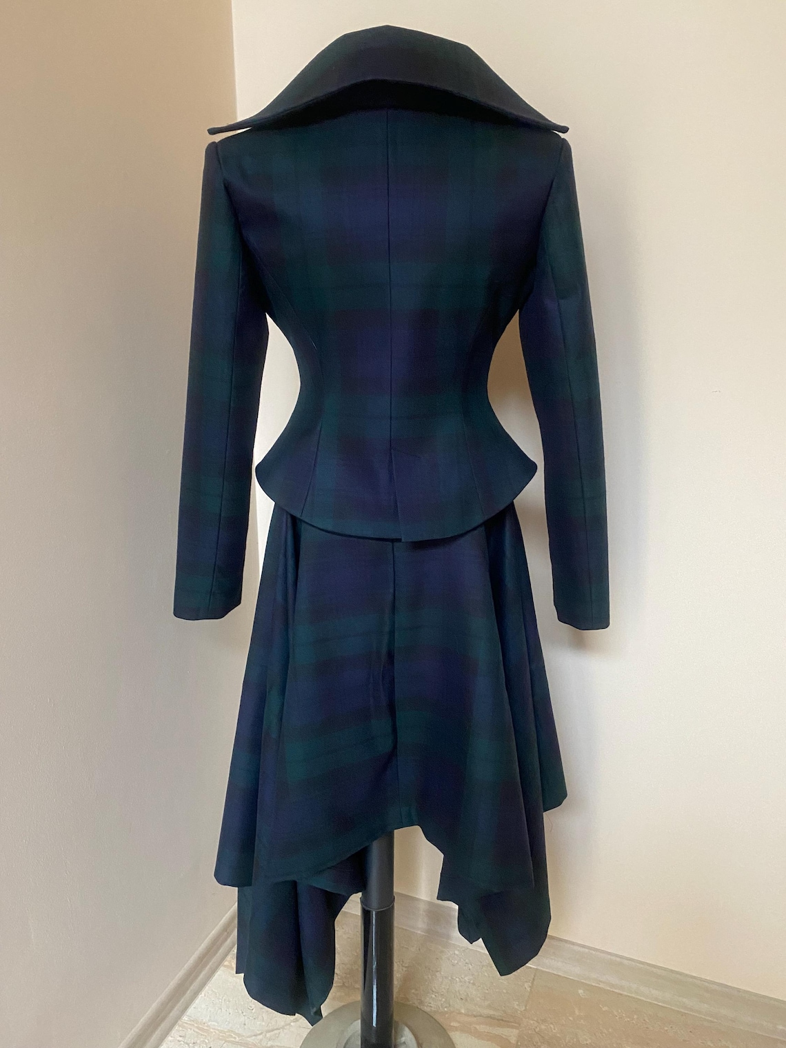 Black Watch Wool Tartan Tailored Suit, Tweed Checked Suit Blazer ...