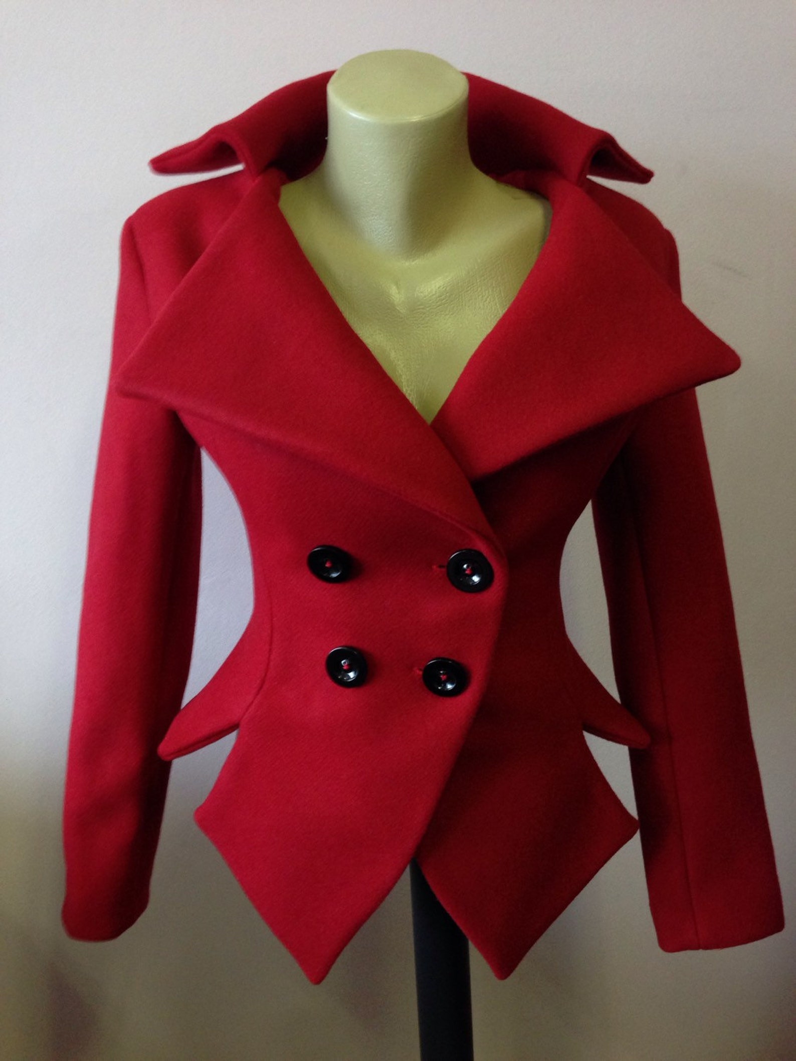 Red Jacket/red Wool Coat/red Blazer/slim Fit Asymmetrical - Etsy