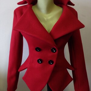 Red Jacket/red Wool Coat/red Blazer/slim Fit Asymmetrical Jacket ...