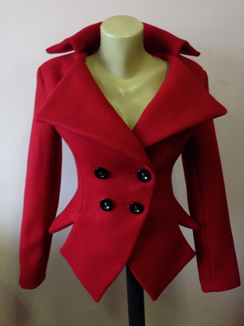 Red Jacket/red Wool Coat/red Blazer/slim Fit Asymmetrical - Etsy