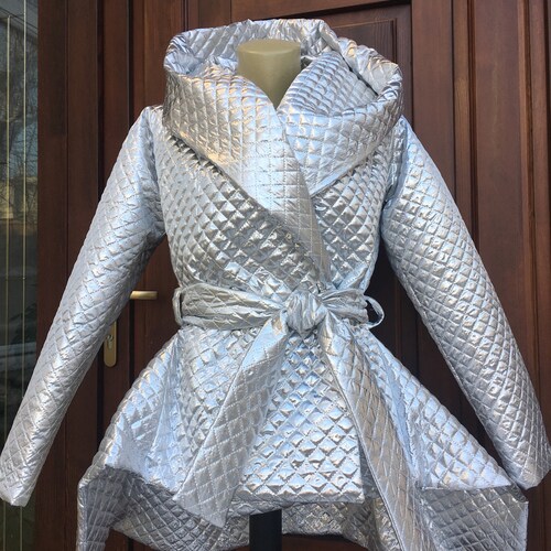 Silver Glossy Jacket Silver Shiny Jacket Women's Quilted - Etsy