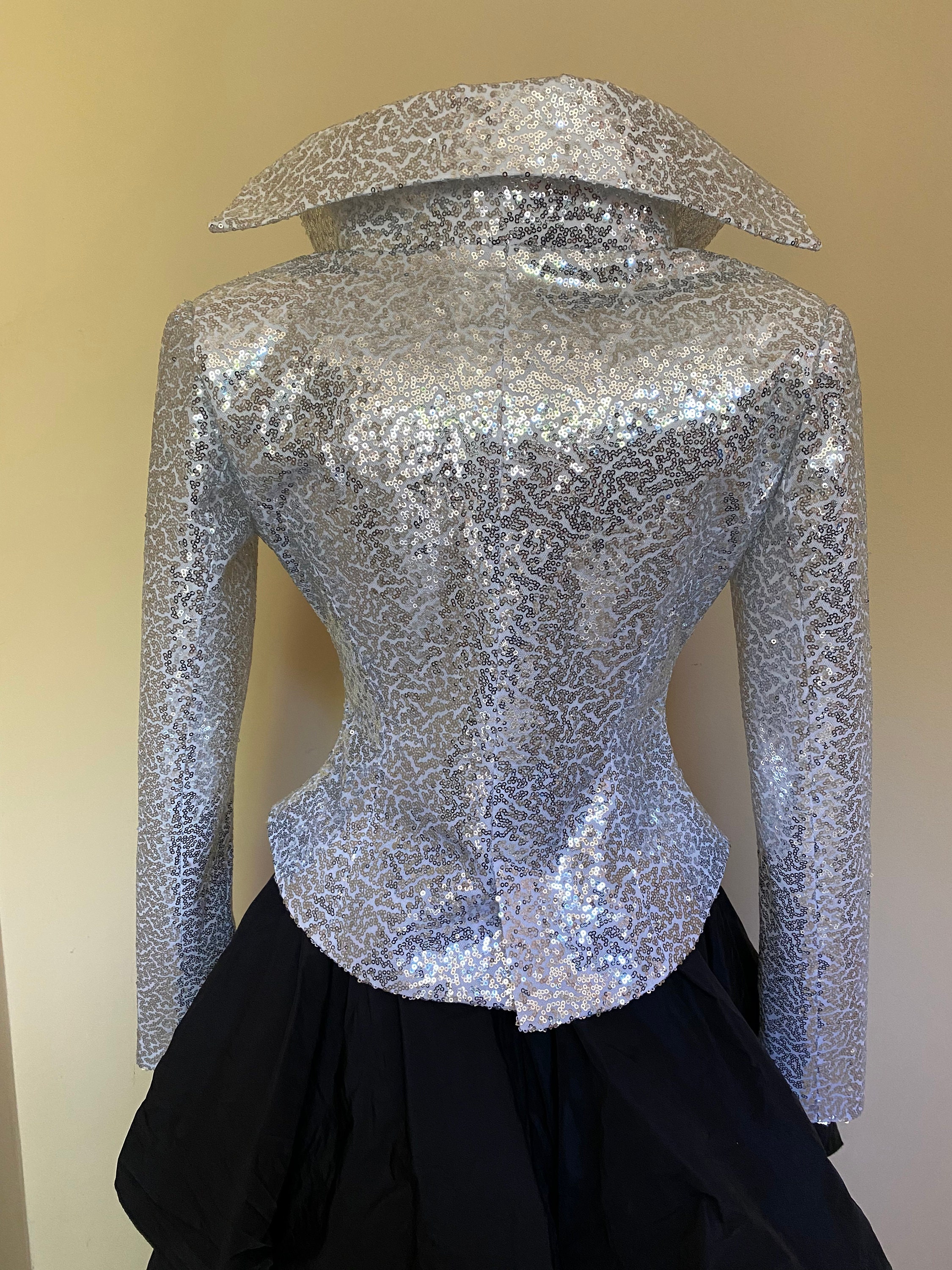 Silver Sequin Jacket, Womens Sequined Fitted Formal Short Jacket ...