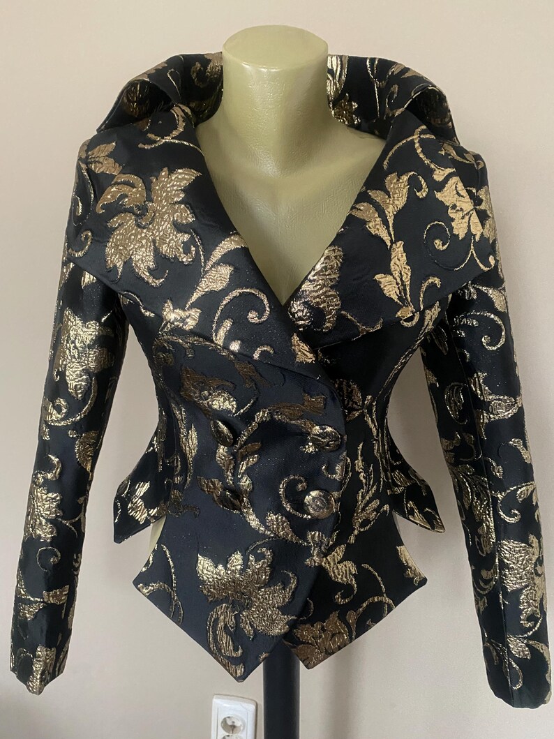 Gold Floral Brocade Jacket: Gothic Victorian Evening Blazer - Etsy